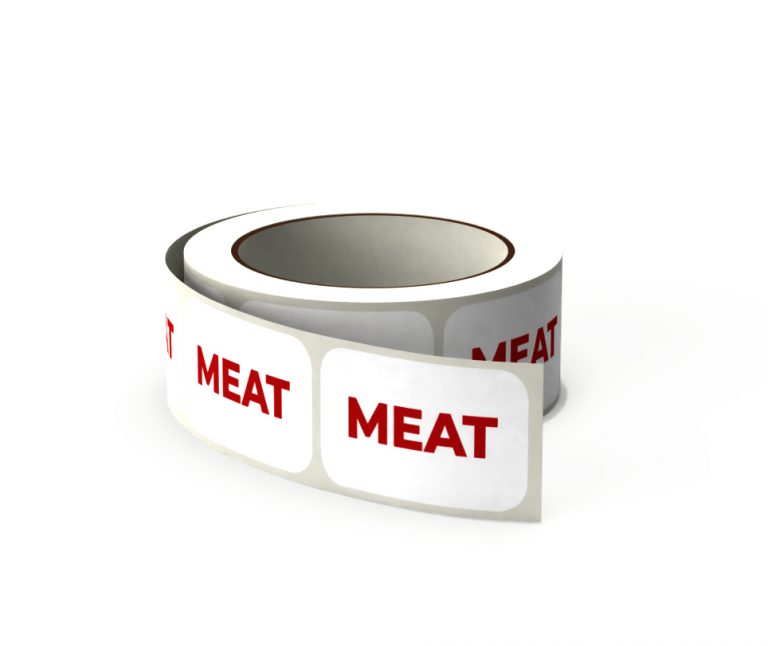 Red “Meat” 3/4″ X 1 1/4″ paper sticker – Kosher Tape Plus